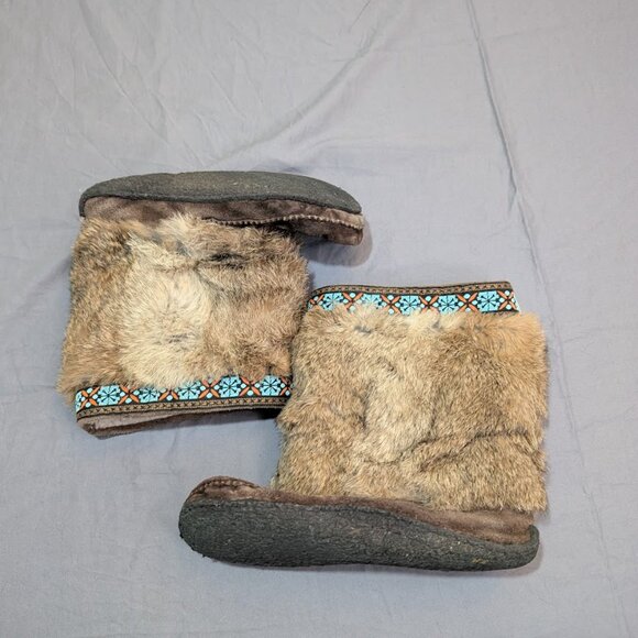 Shoes | Vintage Handmade Native American Moccasin Mukluk Fur Beaded ...